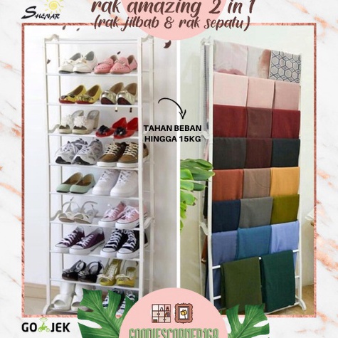 Jual KODE H88J 1 TINGKAT 2 in 1 AMAZING SHOE RACK RAK SEPATU JILBAB ...