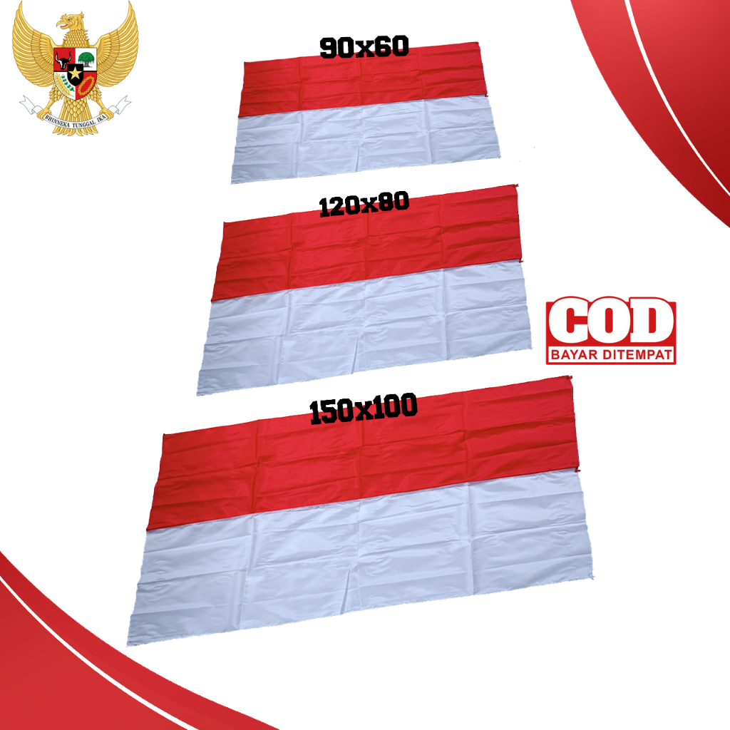 Jual BENDERA MERAH PUTIH KAIN KATUN DAN KAIN SATIN PELES UKURAN 180x120 ...