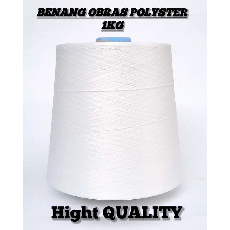 Jual benang obras putih polyster putih 1kg | Shopee Indonesia