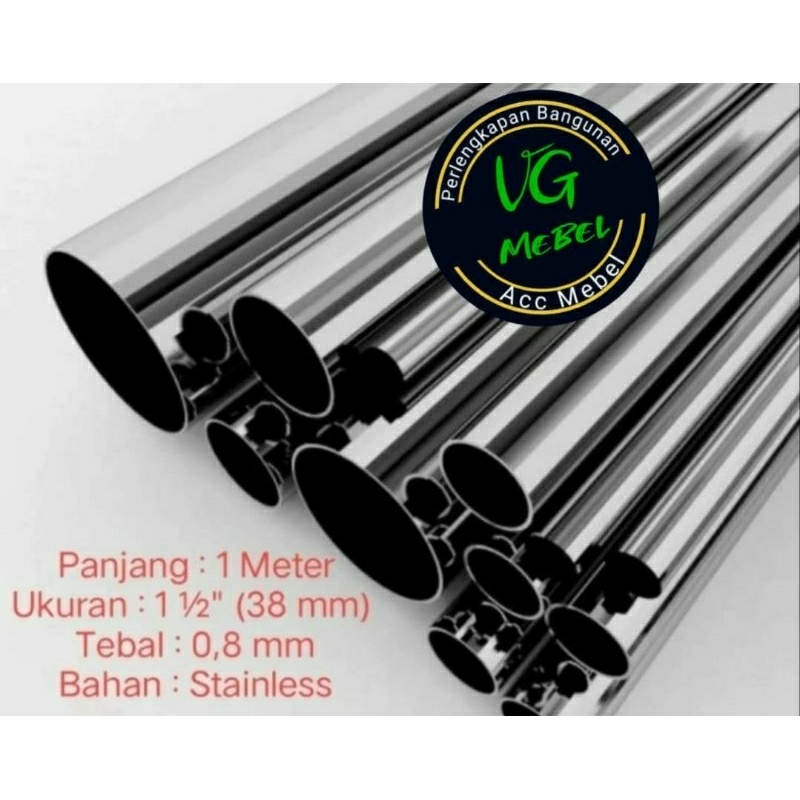 Jual Pipa Bulat 1½ inch Stainless Steel - Pipa Gantungan 38 mm (1 Meter ...