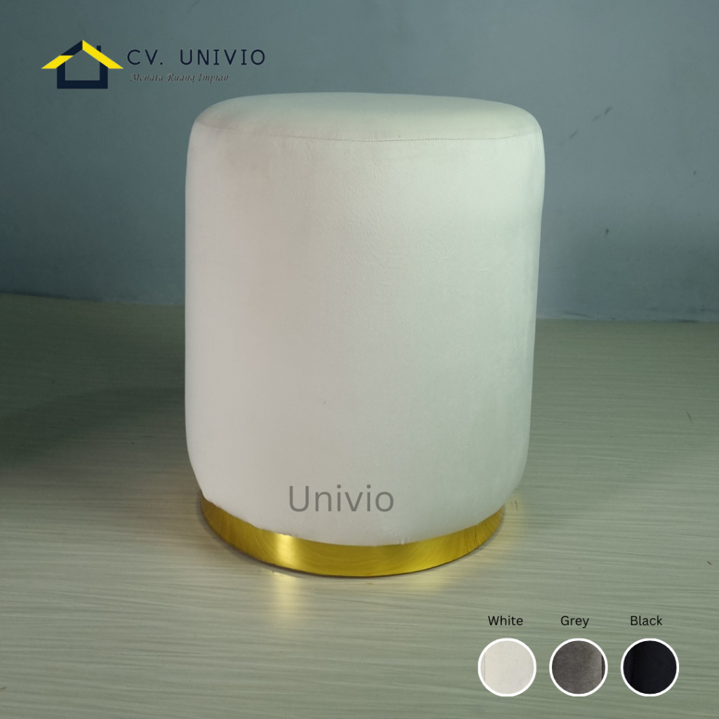 Jual Univio Velvet Luxury Round Gold Ottoman Stool Kursi Pouf Bulat ...