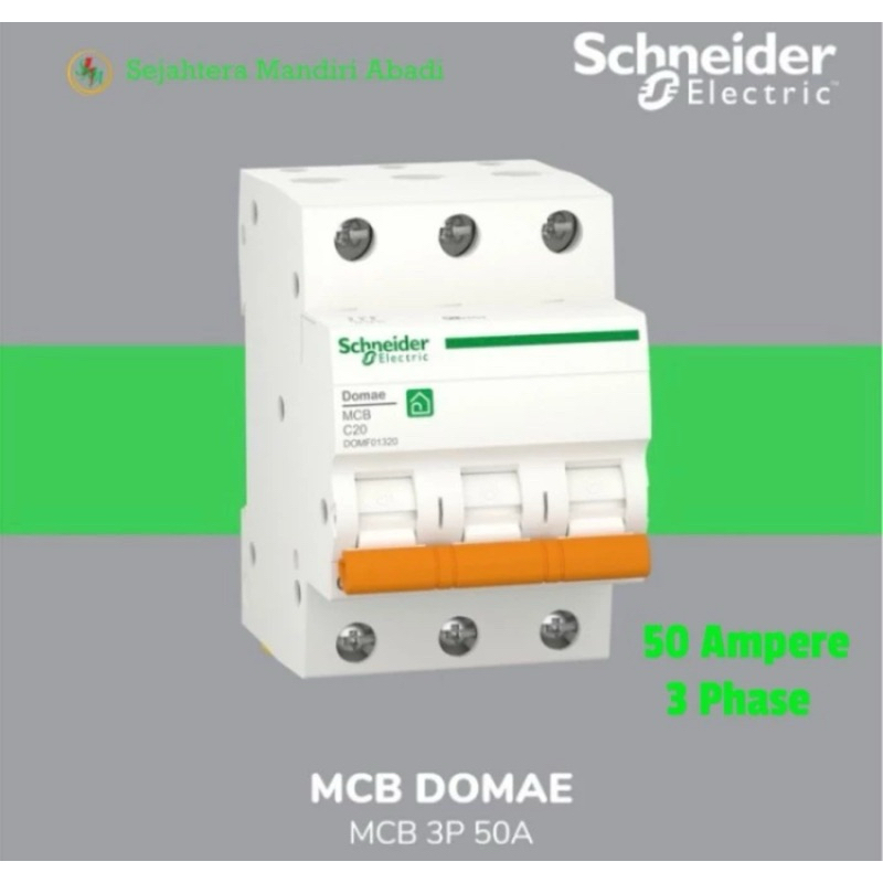 Jual MCB 50 Ampere 3 Phase Domae 6kA Schneider Original Merlin Gerin ...
