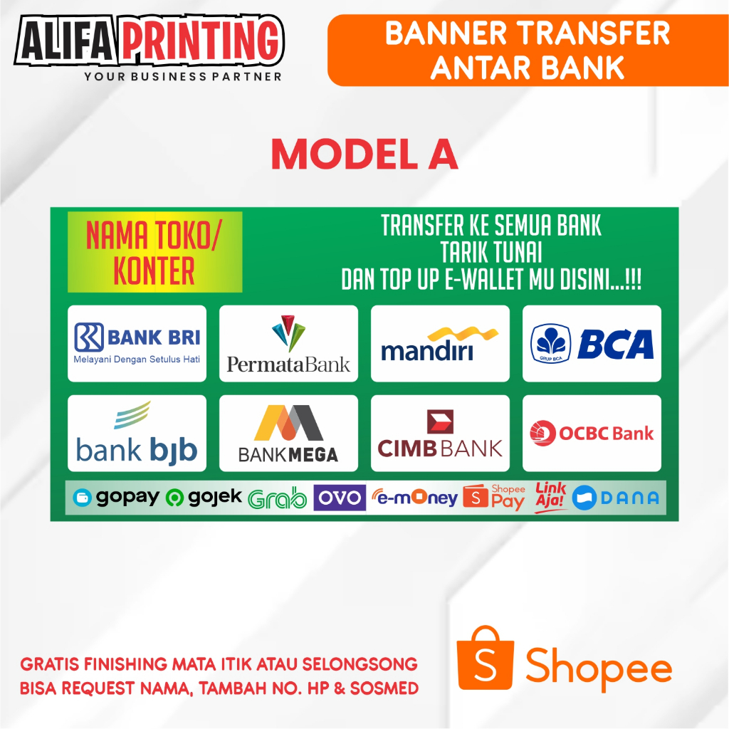 Jual Banner Spanduk Transfer Antar Bank Murah Ukuran 100x50cm | Shopee ...