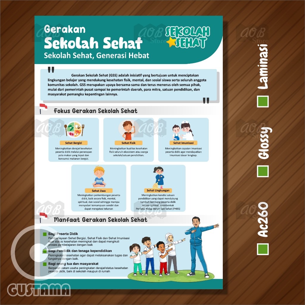 Jual Poster Gerakan Sekolah Sehat GSS, Poster Hiasan Edukasi Laminasi ...