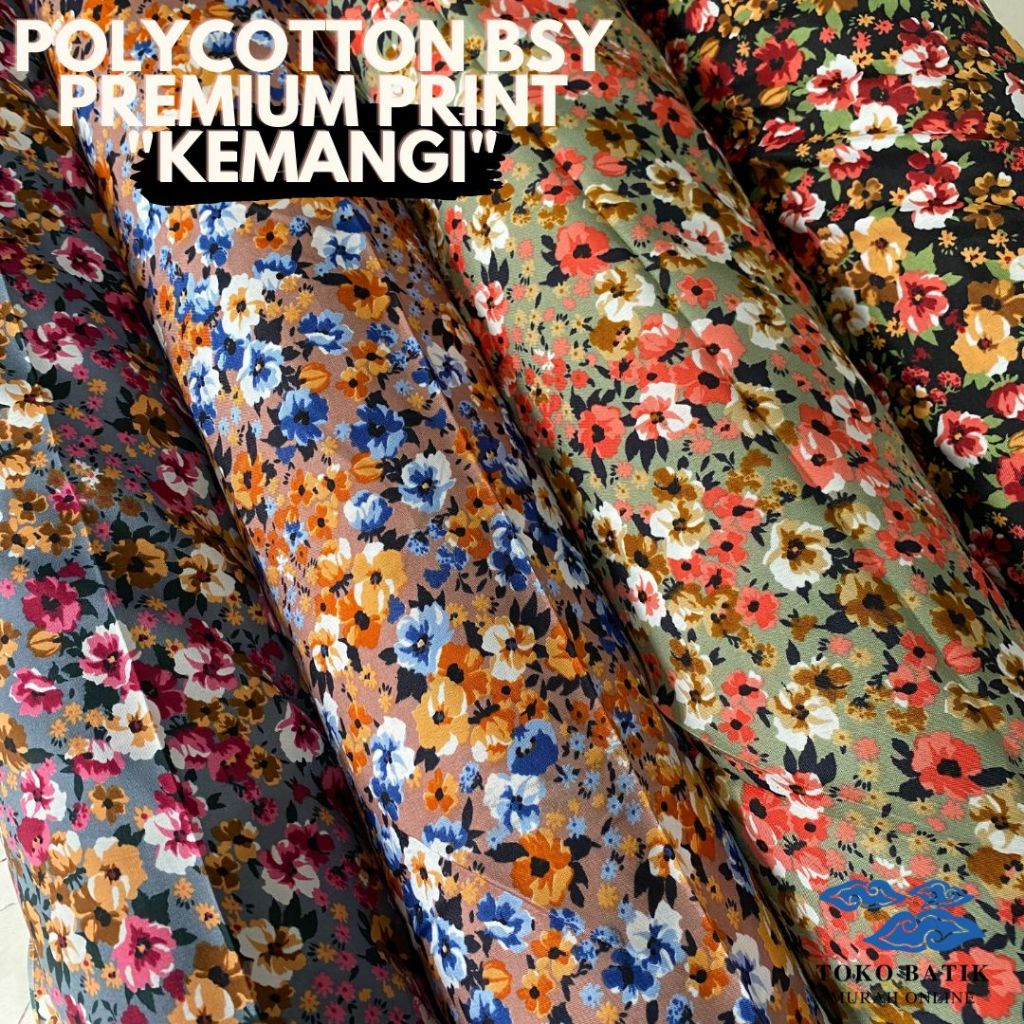 Jual Kain Poly-Cotton BSY Print Premium Silk Motif Kembang "KEMANGI ...