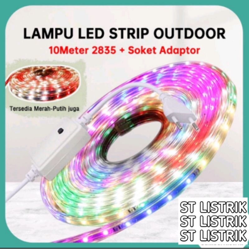 Jual LED STRIP MERAH PUTIH 10 METER / LED STRIP RGB RAINBOW 10 METER ...