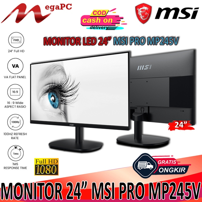 Jual Monitor LED 24" Inch MSI PRO MP245V Flat FHD VA 100Hz 1ms HDMI VGA | Shopee Indonesia