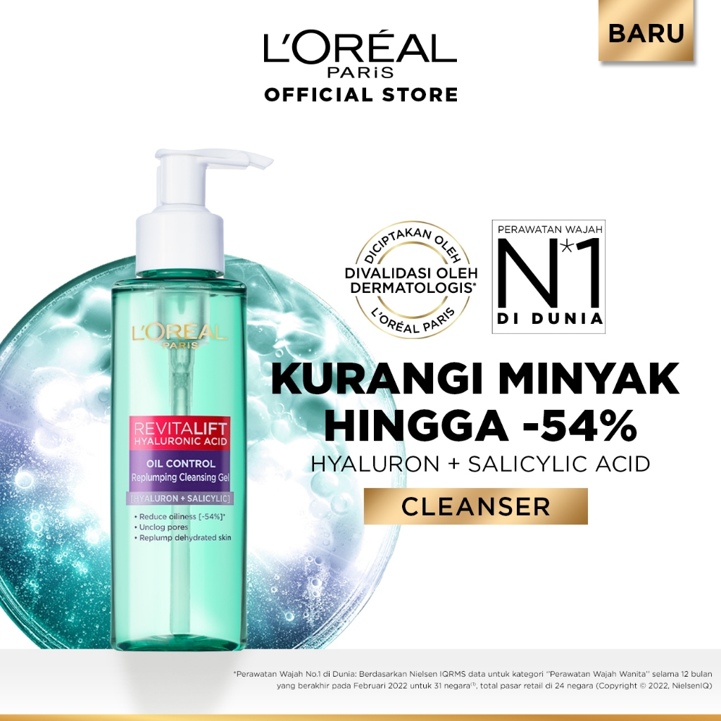 Jual Revitalift Hyaluronic Acid Oil Control Replumping Cleansing Gel | Shopee Indonesia