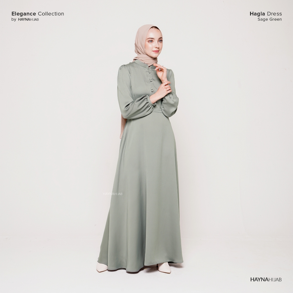 Jual HAYNA Hagia Dress (Sage Green) - Dress Kondangan Daily Dress Busui ...