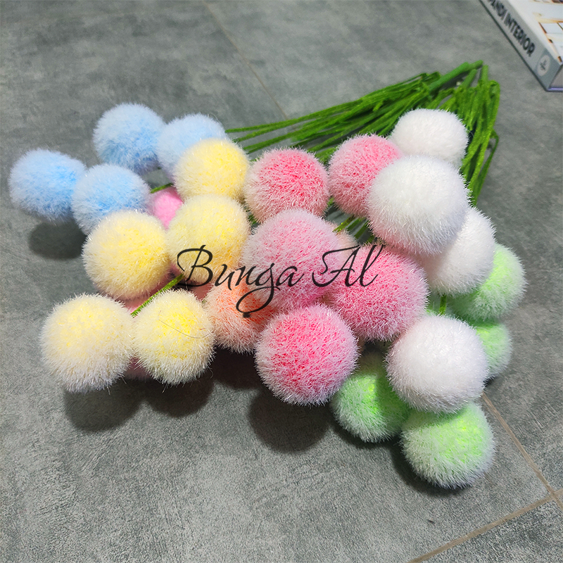 Jual bunga artificial pom-pom rumput my bunga plastik dekorasi wedding ...