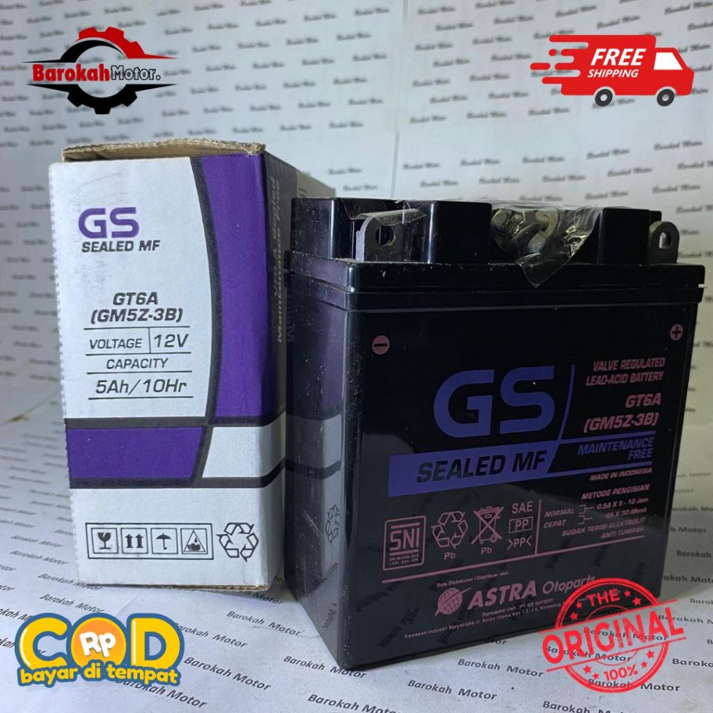 Jual AKI / ACCU GS ASTRA GT6A (GM5Z-3B) 12V AKI KERING SUPRAX125 ASTREA ...