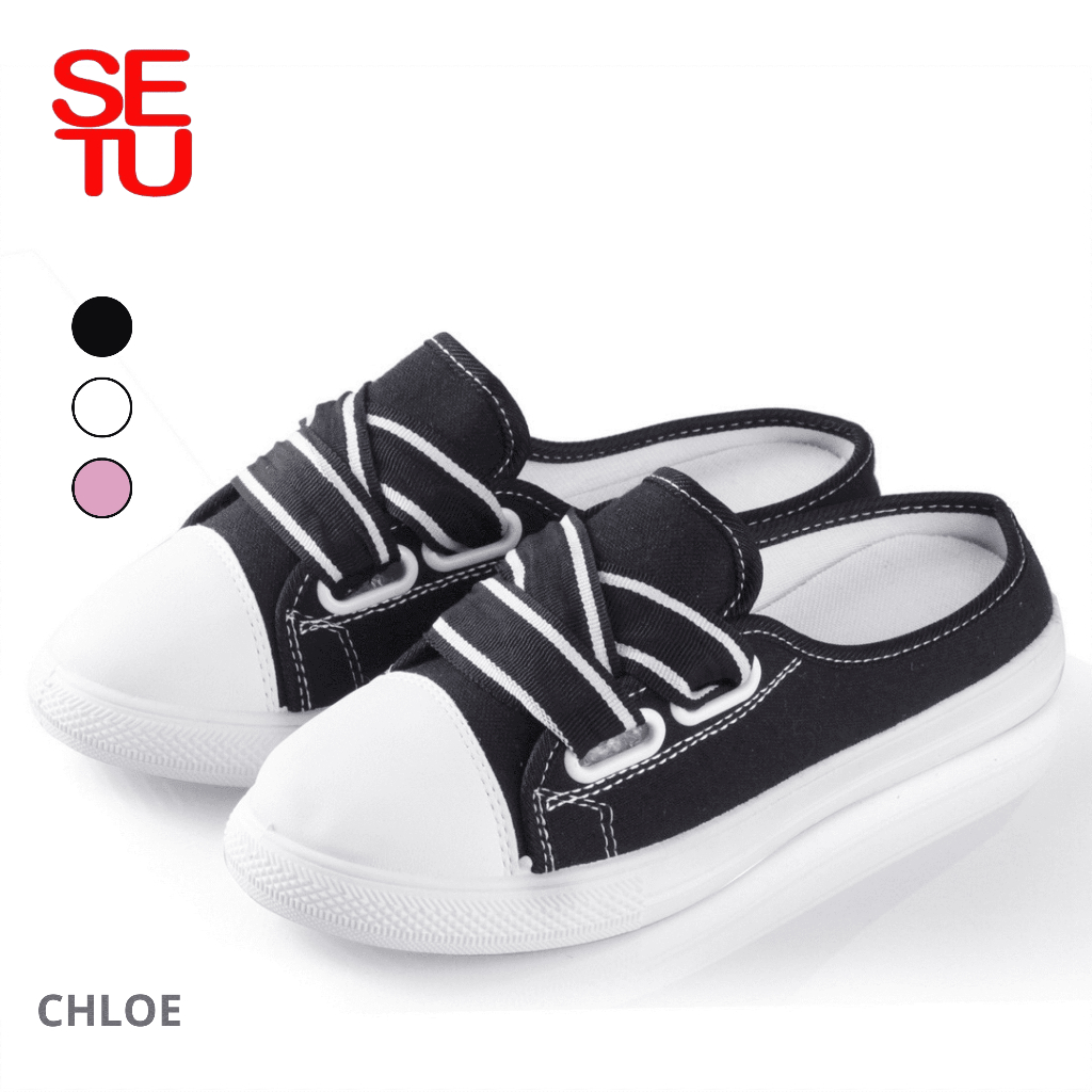 Jual SETU Chloe Free Kotak Sepatu Sneakers Model Slip On Tali Lebar ...