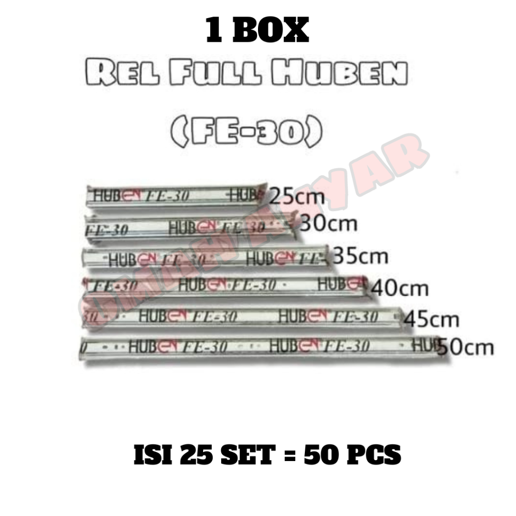 Jual 1 BOX Rel Laci Double 2x Tarik Full Extension FE 30mm merk Huben ...
