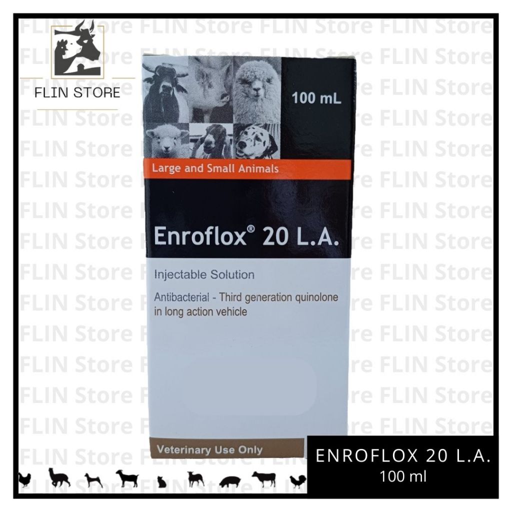 Jual Enroflox 20 L.A. 100 ml Agrovet - Obat antibiotik spektrum luas long acting untuk penyakit ...