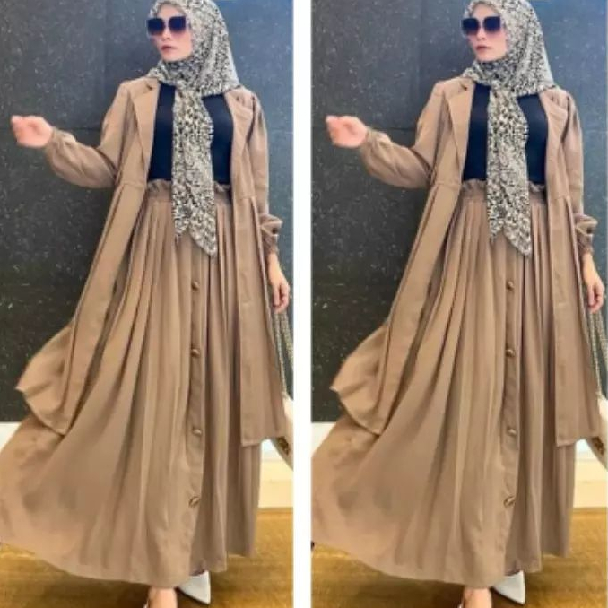 Jual Yona Set Rok Cardigan terbaru setelan long outer kekinien | Shopee ...