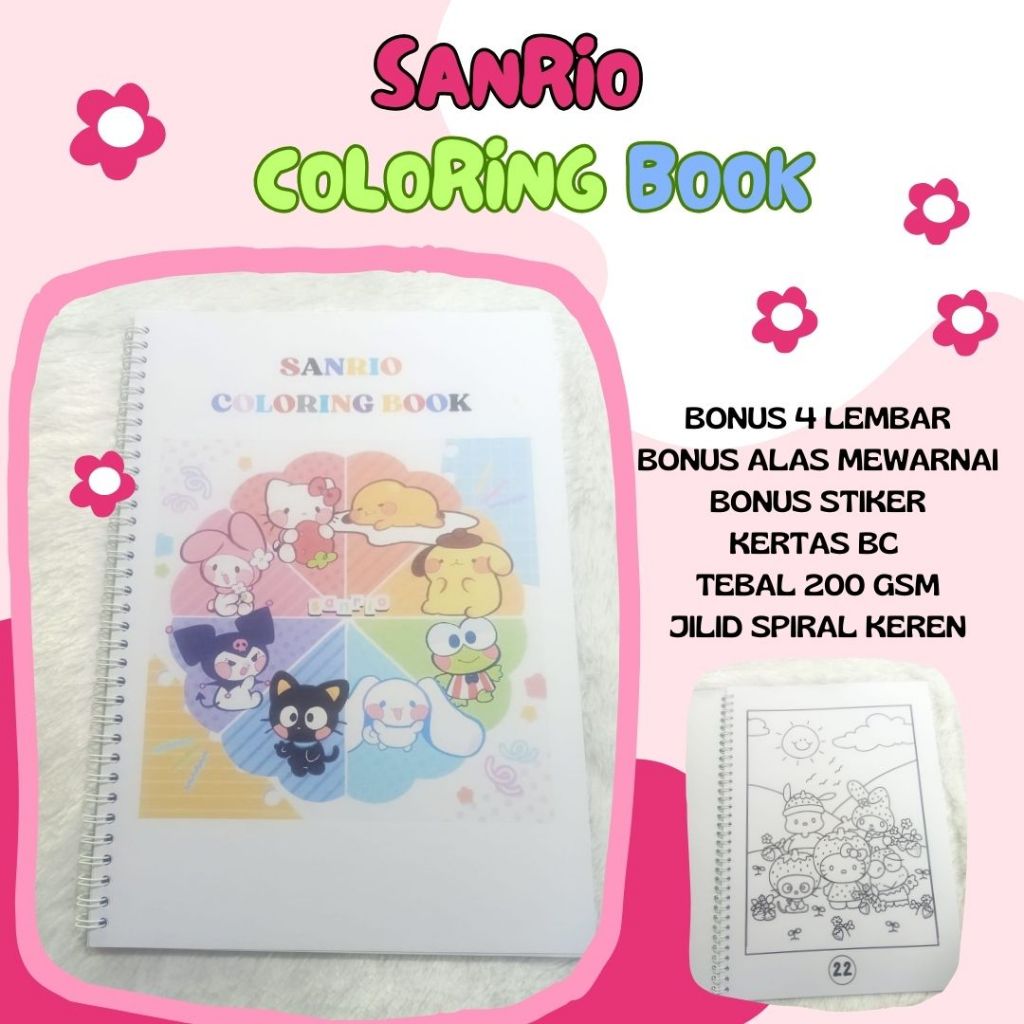 Jual SANRIO COLORING BOOK CUTE AESTHETIC BUKU MEWARNAI ANAK PAUD TK SD ...