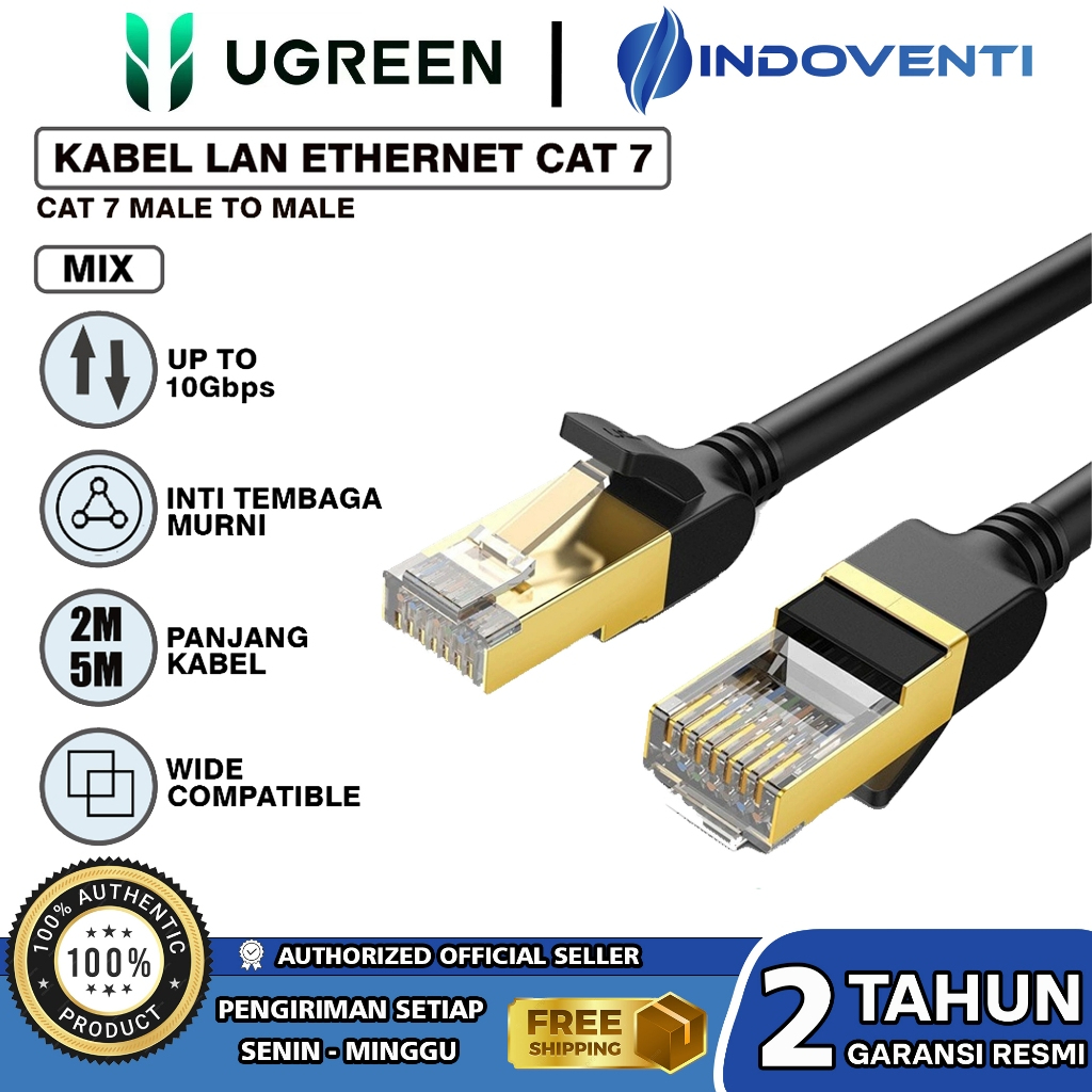Jual UGREEN Kabel LAN Cat 7 RJ45 Flat Gigabit Ethernet Internet Router ...