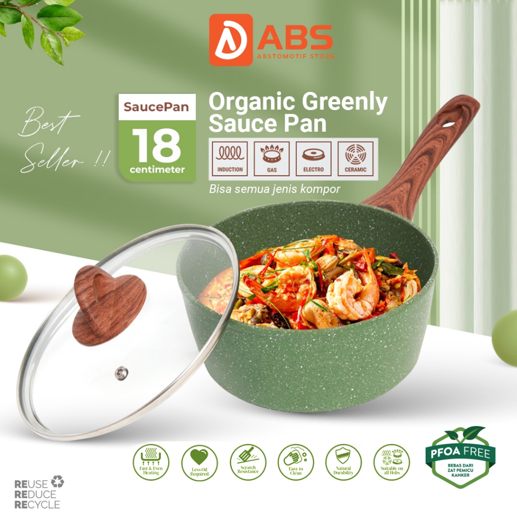 Jual Tifale by ABS Organic Greenly Cookware Saucepan 18cm + Glass Lid ...