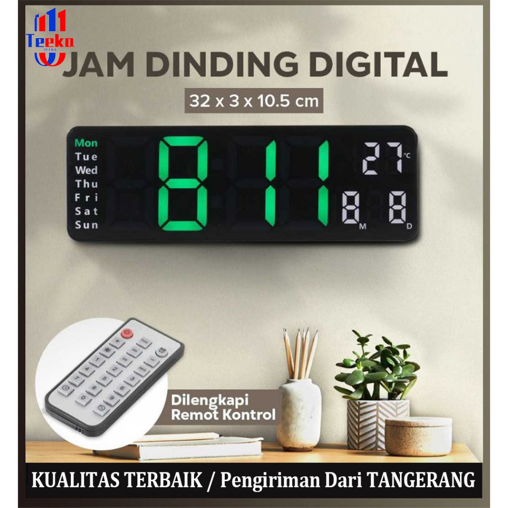 Jual TEEKA jam digital dinding LED besar jam dinding digital / Kalender ...