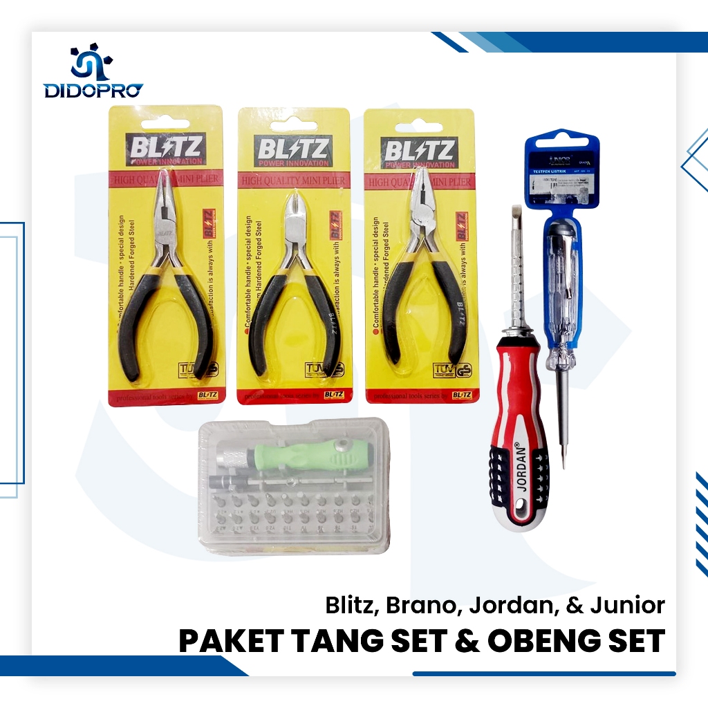 Jual Paket Tang Set & Obeng Set - Tang Kombinasi, Tang Lancip, Tang ...