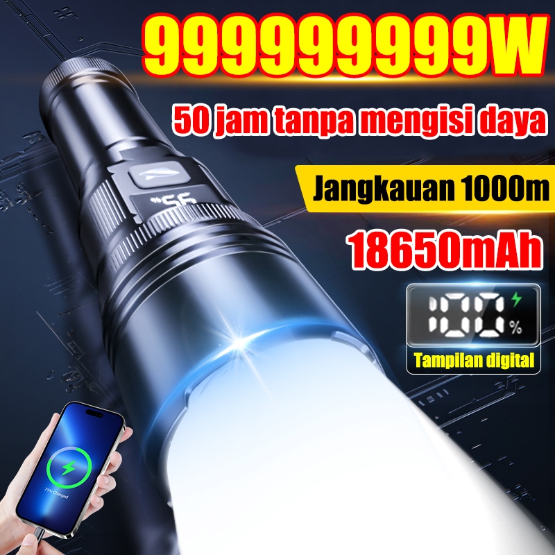 Jual 100W Senter Gunakan waktu 50 jam Senter super terang Senter mini Senter mini cas super ...