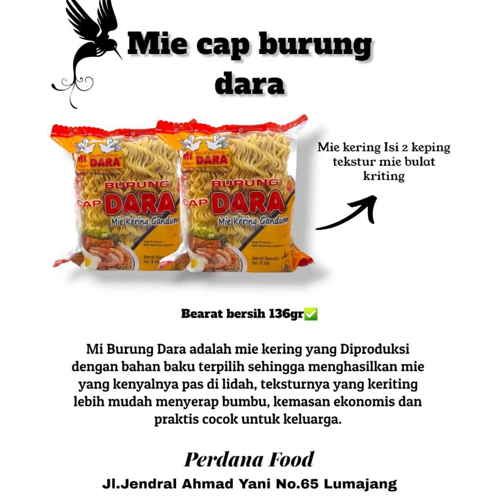 Jual Mie Burung Dara 136 gr Mie Kering Bulat Merah MIE KUNING MIE TELOR ...