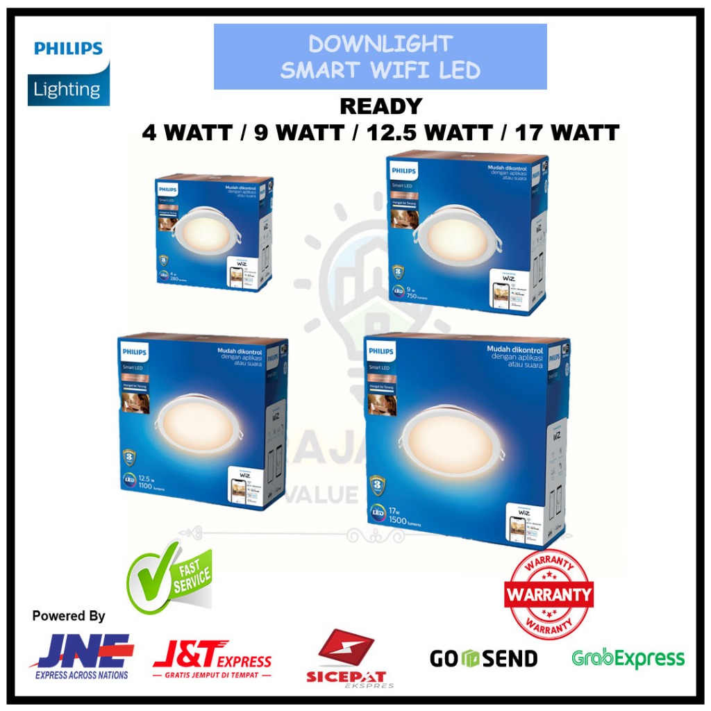 Jual Philips Smart Lamp Wifi LED Downlight 3.8W / 4W / 9W / 12.5 W/ 17W ...
