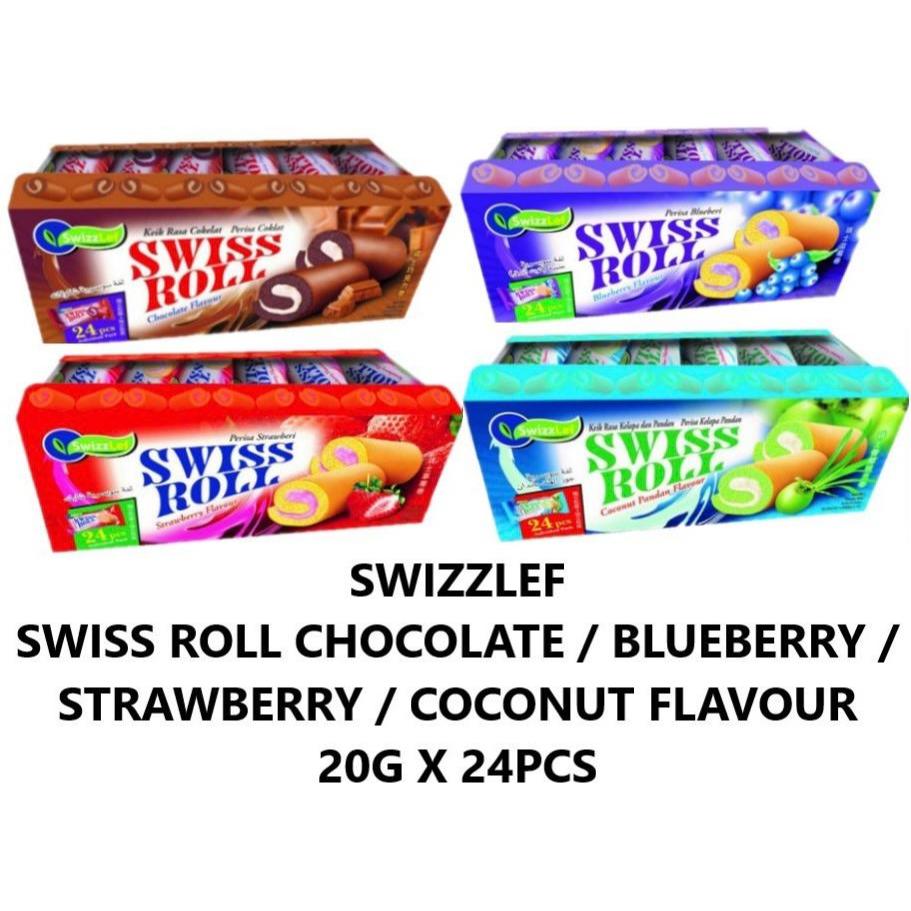 Jual Swizzlef Swiss Roll isi 24 Bolu Swiss Roll Rasa Blueberry Coconut ...