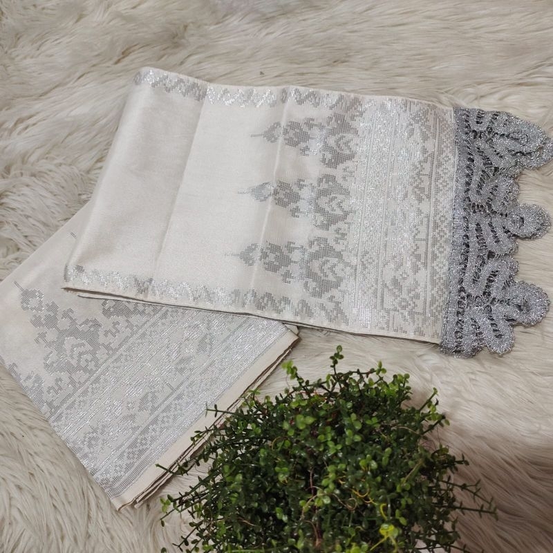 Jual Songket silungkang warna bw silver ,putih tulang Songket padang ...