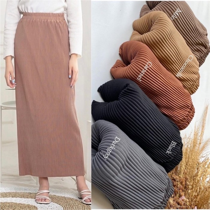 Jual Rok span lidi Premium || Rok plisket span nacy | Shopee Indonesia