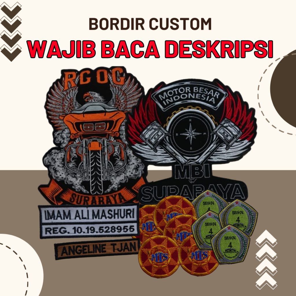 Jual bordir custom satuan/ bordir custom/ bordir satuan/ bordir surabaya/ bordir nama sekolah ...