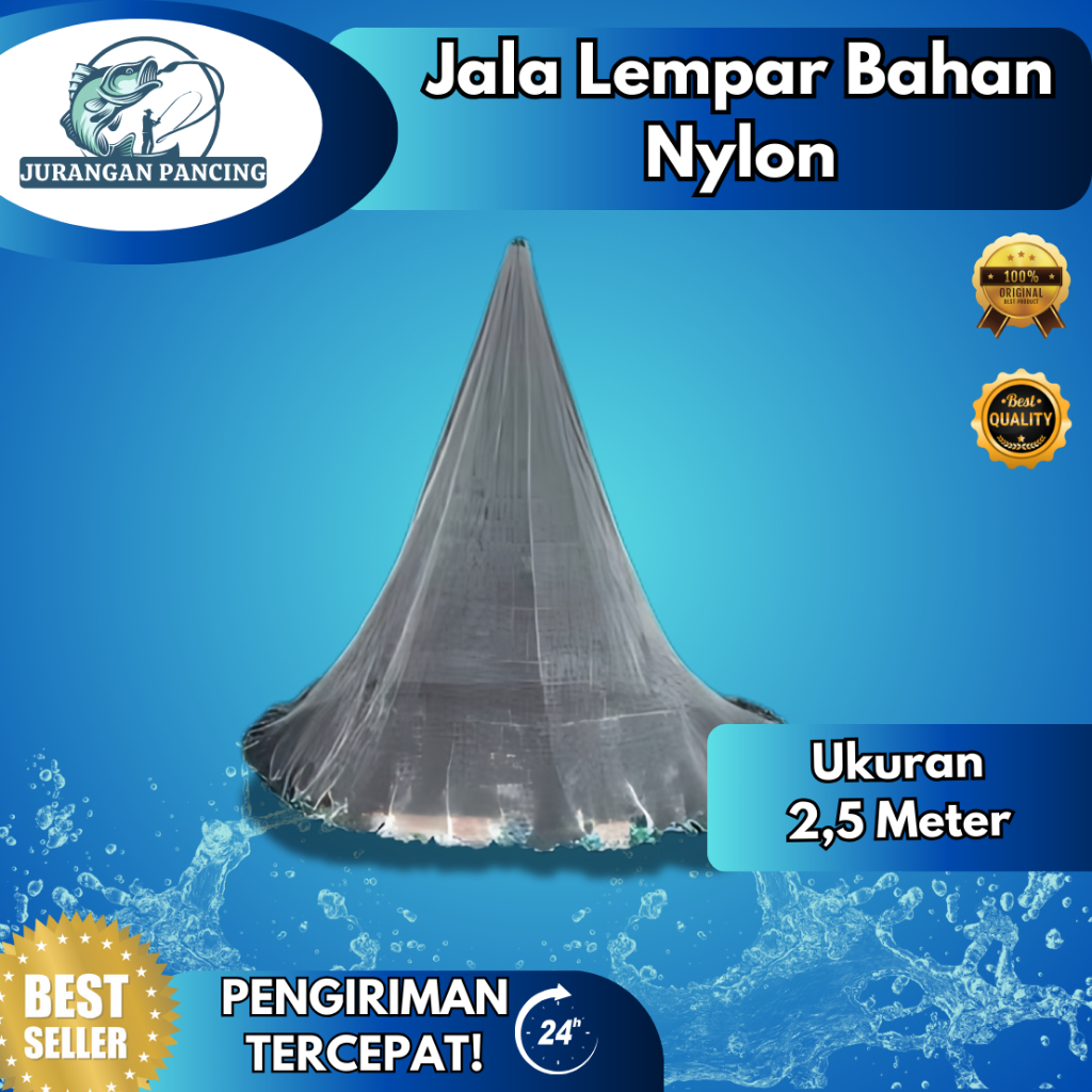 Jual jala lempar bahan nilon 2,5 M (8feet) / jala lempar nilon 8 feet 2 ...