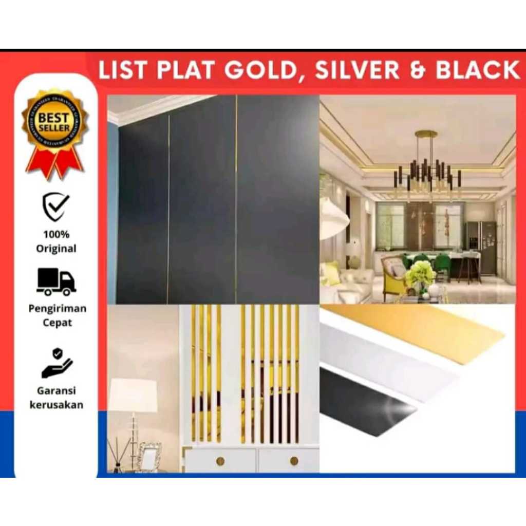 Jual WALL STICKER PANJANG KELIPATAN 1 METER / LIST PLAT STRIP MIRROR ...