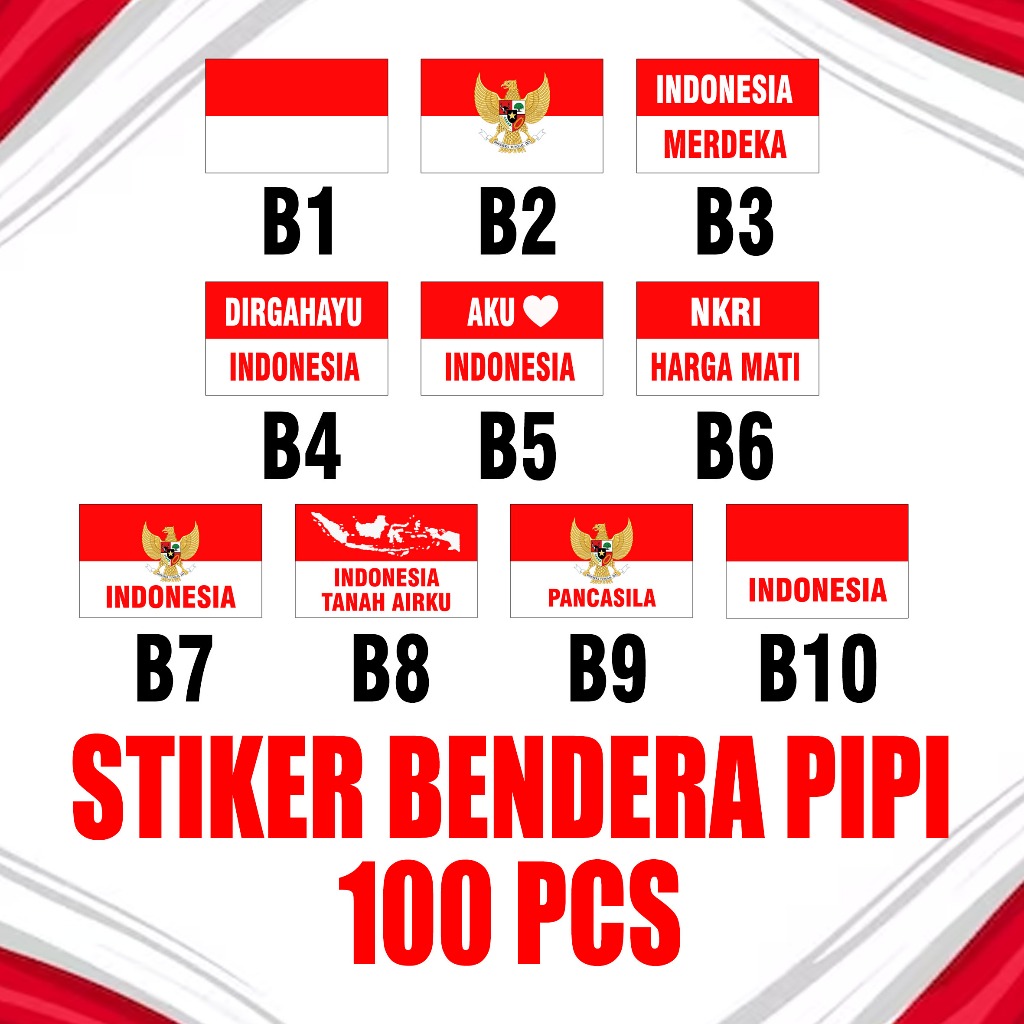Jual Stiker Pipi Bendera 100 Pcs / Sticker Merah Putih / Sticker ...