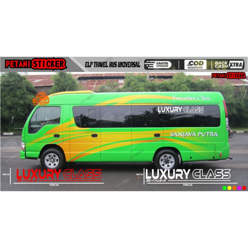 Jual promo stiker elf bus travel universal kaca luxury class kanji elf ...
