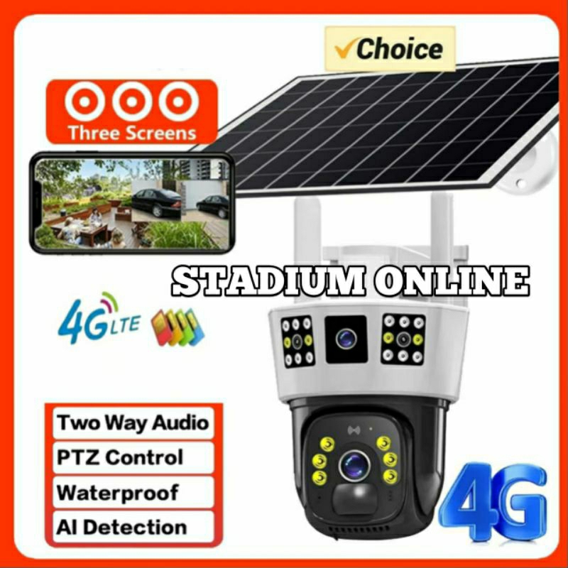 Jual Camera Tiga Lensa 4G Simcard Tenaga Surya 8K IP Kamera Keamanan ...
