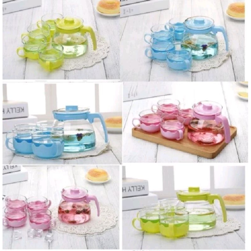 Jual Teapot set 5in1 / Teko tea coffee + gelas cantik rekomendasi kado ...