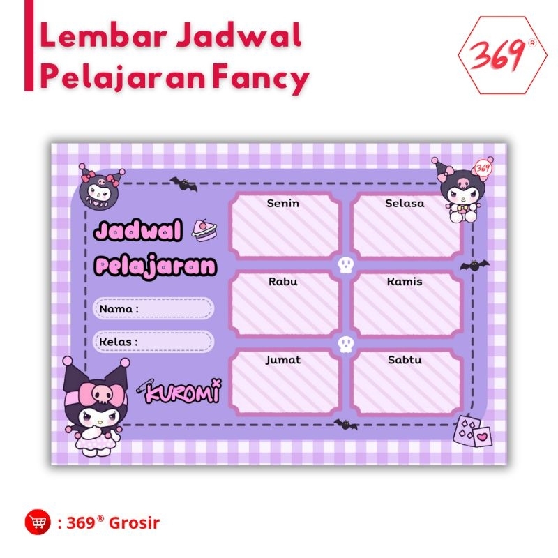 Jual 369 - Poster Jadwal Pelajaran / Class Schedule KARAKTER - Kuromi - SANRIO JADWAL PELAJAR SD ...