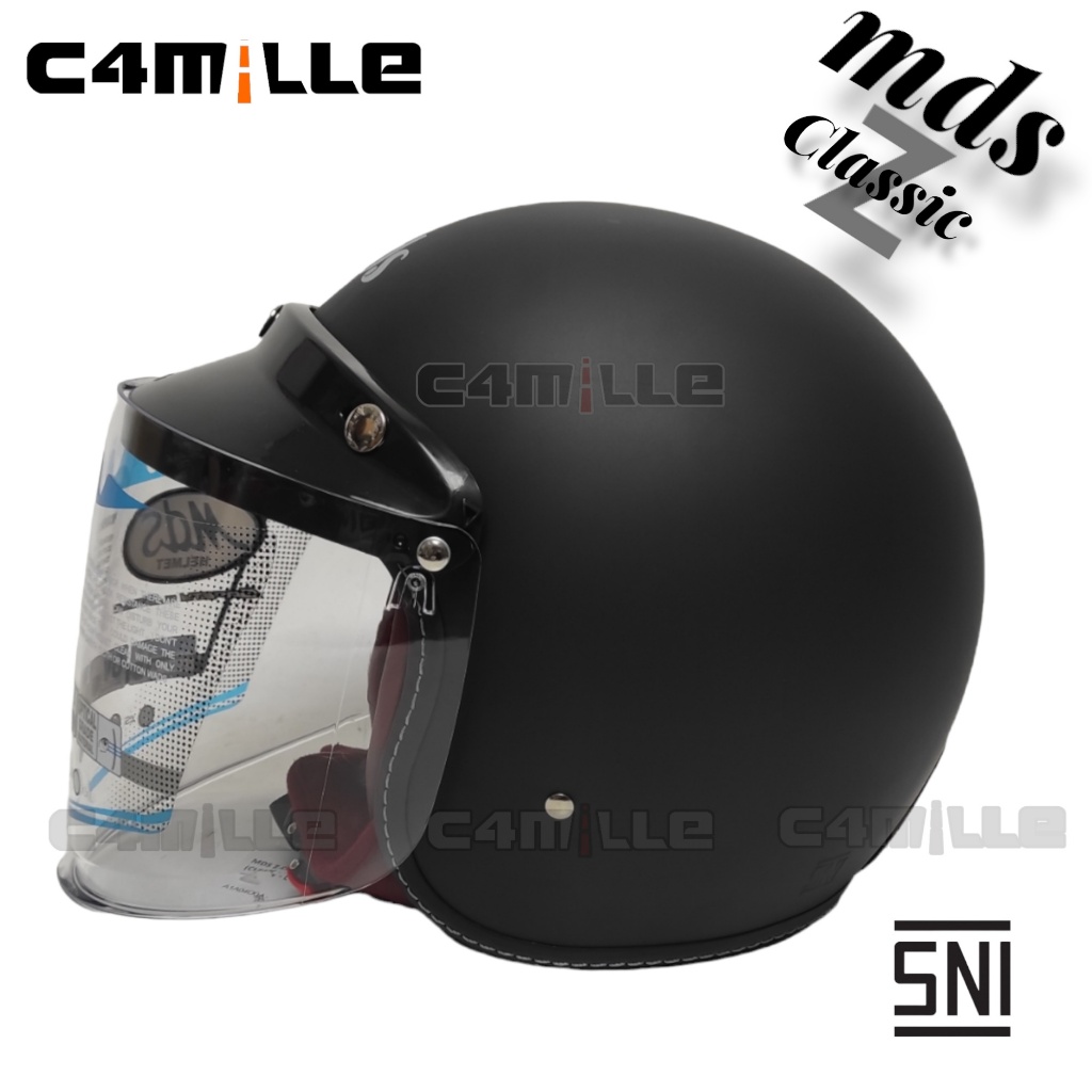 Jual HELM MDS Z CLASSIC SOLID BLACK DOFF HALF FACE | Shopee Indonesia