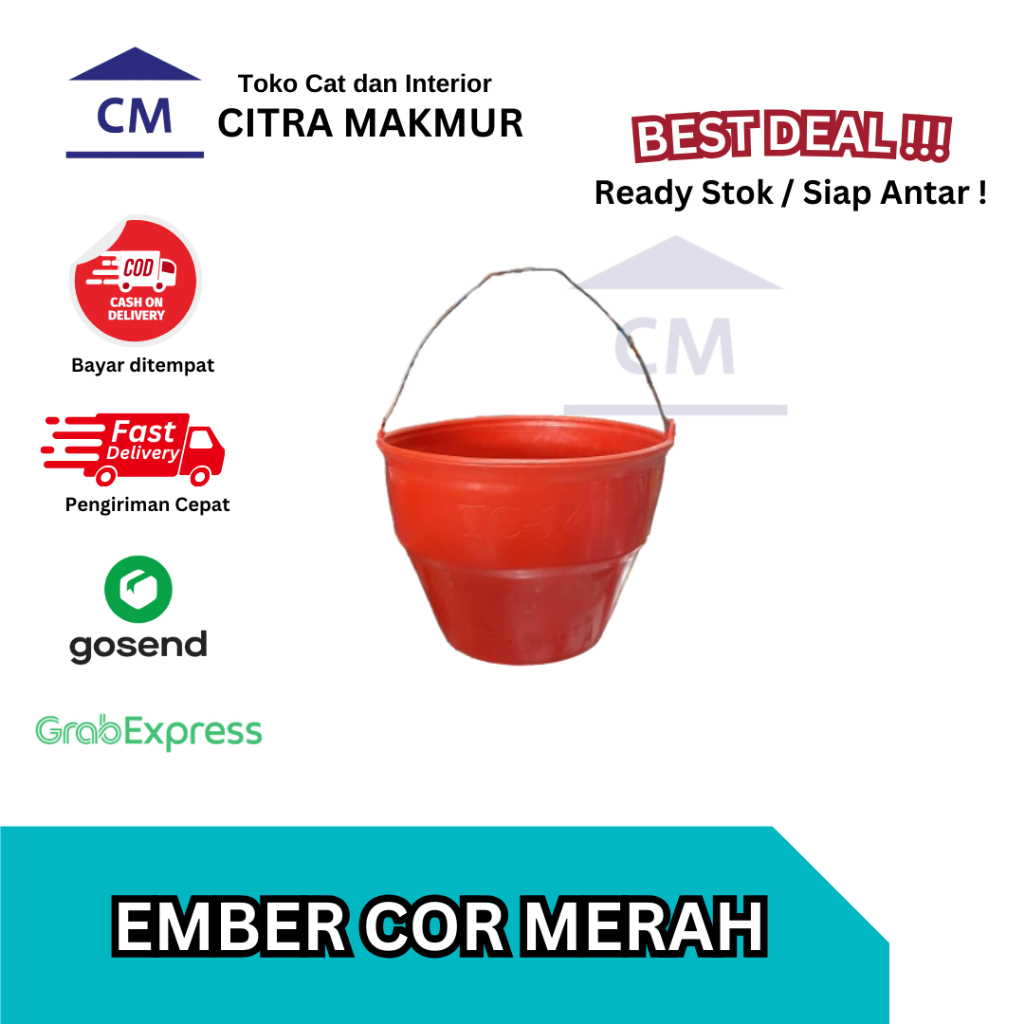 Jual Ember Cor Merah Orange (ukuran kecil) / Anti pecah best quality ...