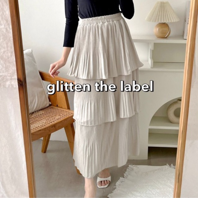 Jual Rok Ruffle Plisket Panjang / rok plisket susun / rok plisket ...