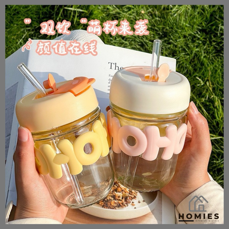 Jual TUMBLR GELAS MINUM KACA HOHO TUMBLER KACA AESTHETIC CUP KACA ...