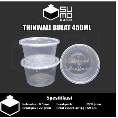 Jual Thinwall bulat 450ml + tutup cup puding pudding / Mangkok plastik ...