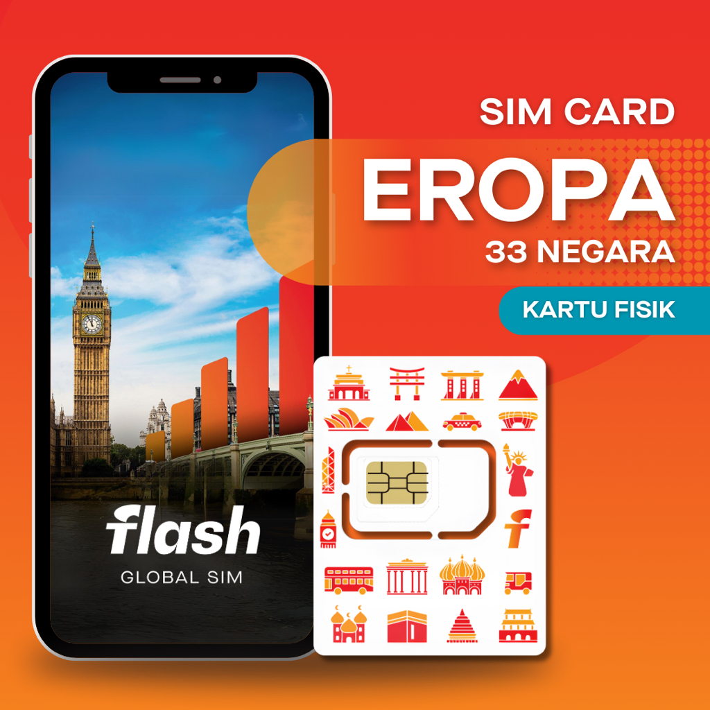Jual SIM Card Eropa 33 Negara 1GB-20GB Big Data Flash Global SIM (Simcard Europe, Spain, UK ...