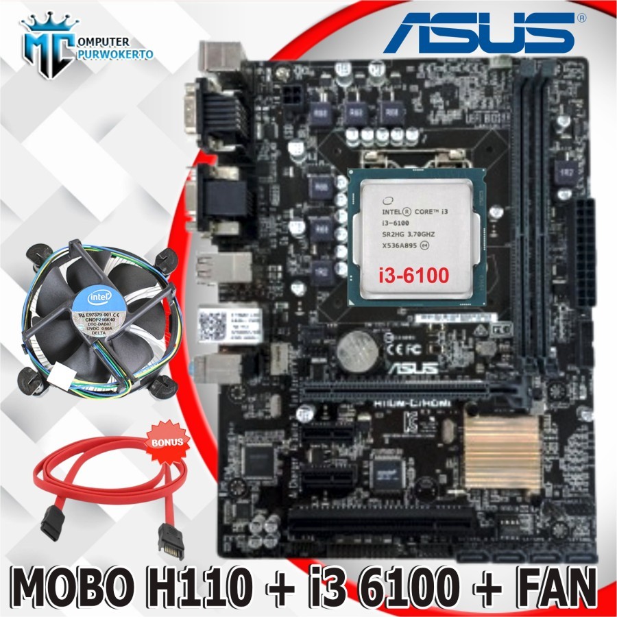Jual Paket Mainboard Mobo H110 LGA 1151 DDR4 + Processor Core i3 6100 Skylake + Fan | Shopee ...