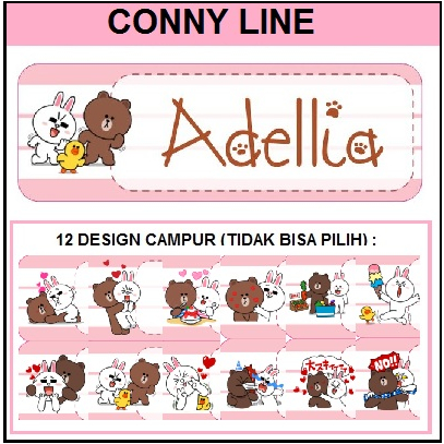 Jual STIKER STICKER LABEL NAMA WATERPROOF BASIC: CONNY LINE | Shopee ...