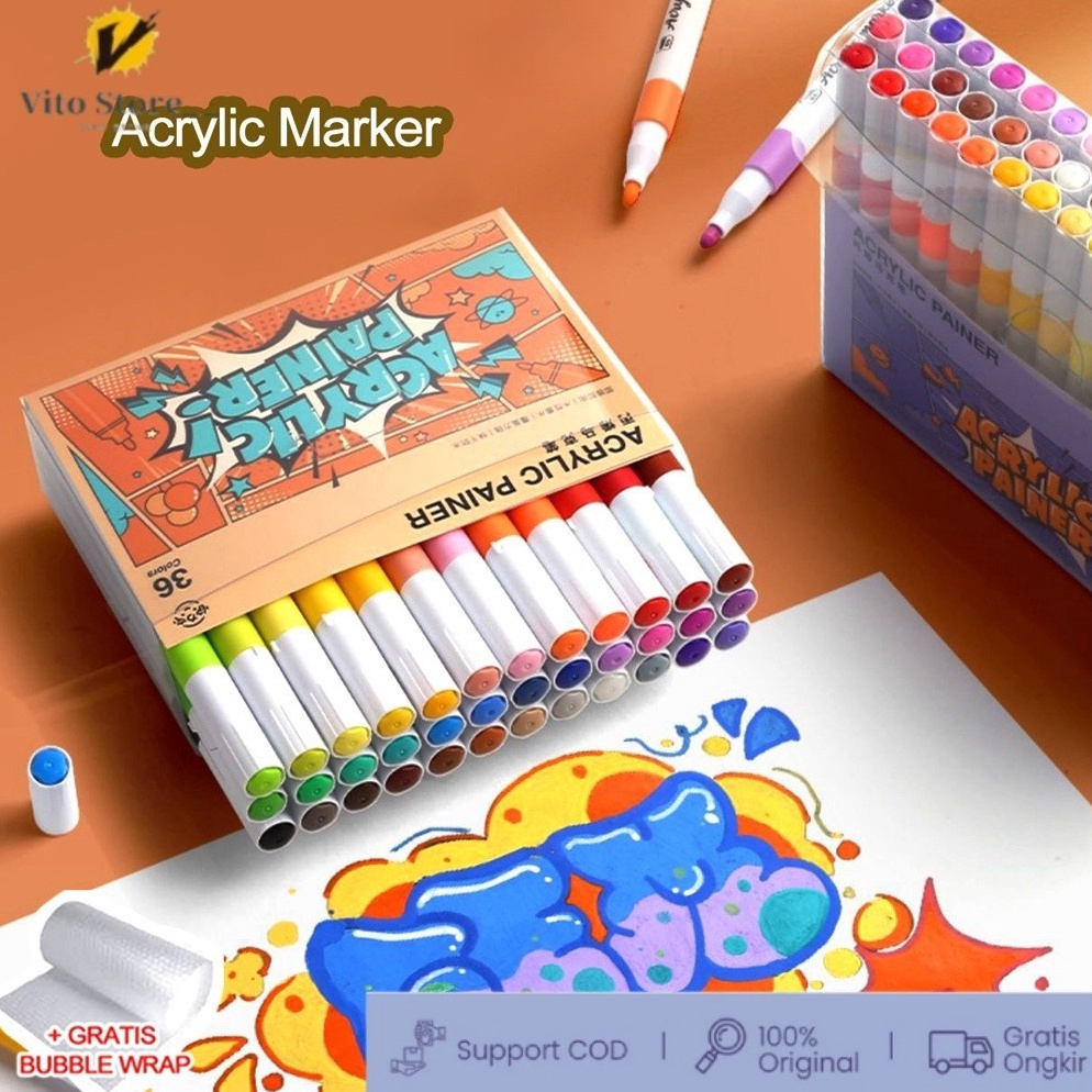 Jual CODPen Akrilik Marker Warna Cepat Kering Tahan Air Spidol Acrylic ...