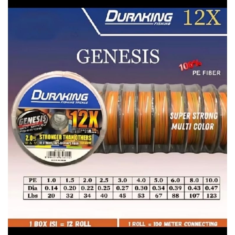 Jual Senar Pancing PE Braided Line Duraking Genesis X12 | Shopee Indonesia