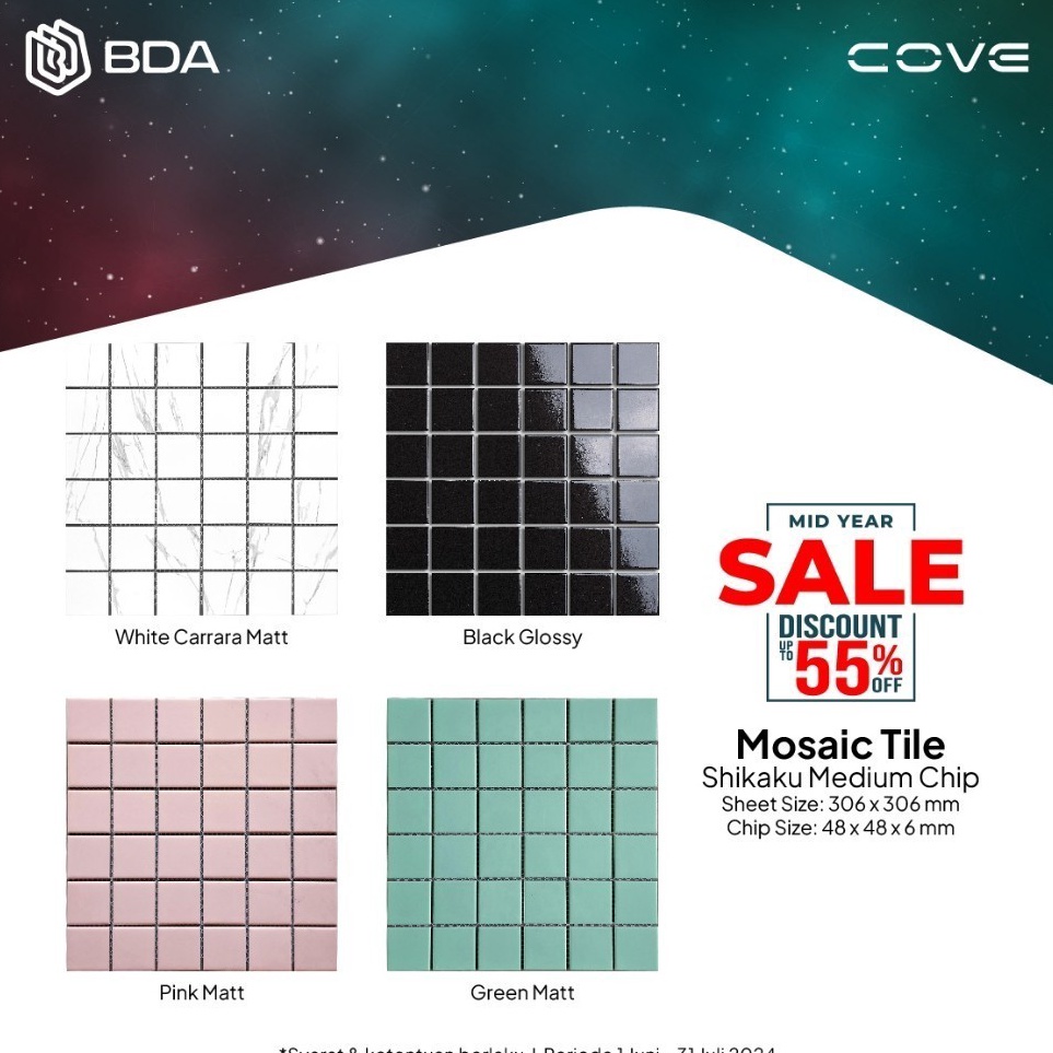 Jual KODE U97X Cove Mosaic Tile Shikaku Medium Chip Keramik Mosaik ...