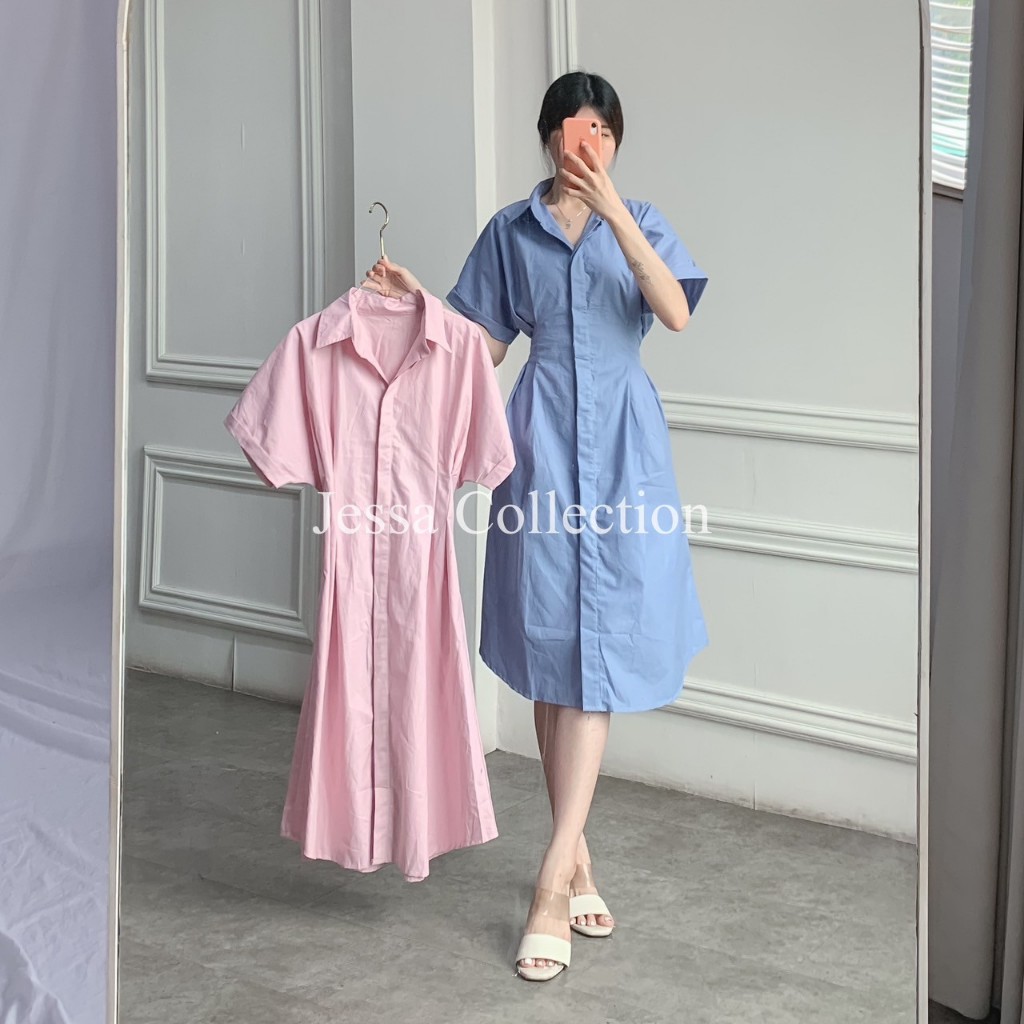 Jual Premium Presley Plain Dress TH 997 / 1038 COTTON Gaun Midi Wanita ...